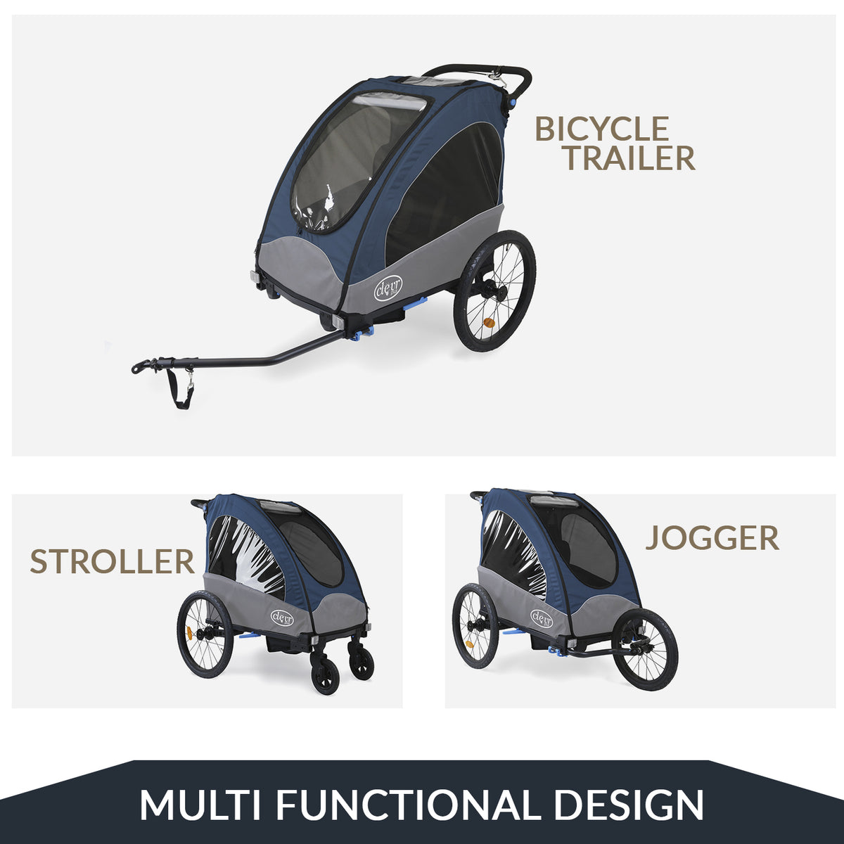 Venturer Bike Trailer/Jogger/Stroller, Midnight Blue